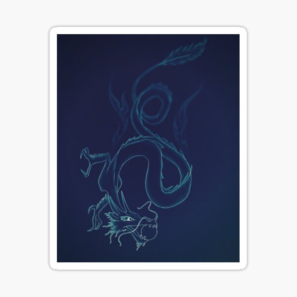 "simple blue Japanese dragon art" Sticker for Sale by ChristophersInk ...