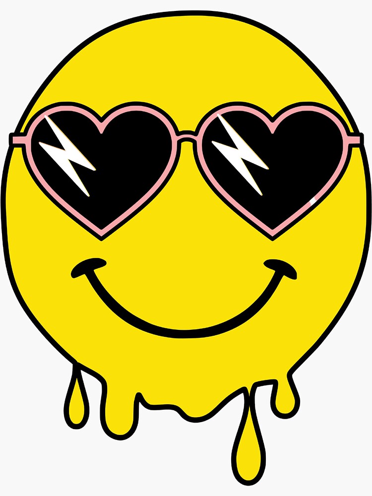 "drippy smiley face" Sticker by Manishach | Redbubble