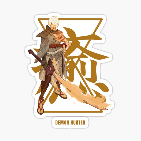 "Classic Anime Demon Hunter Manga Warrior Vintage Anime" Sticker by ...