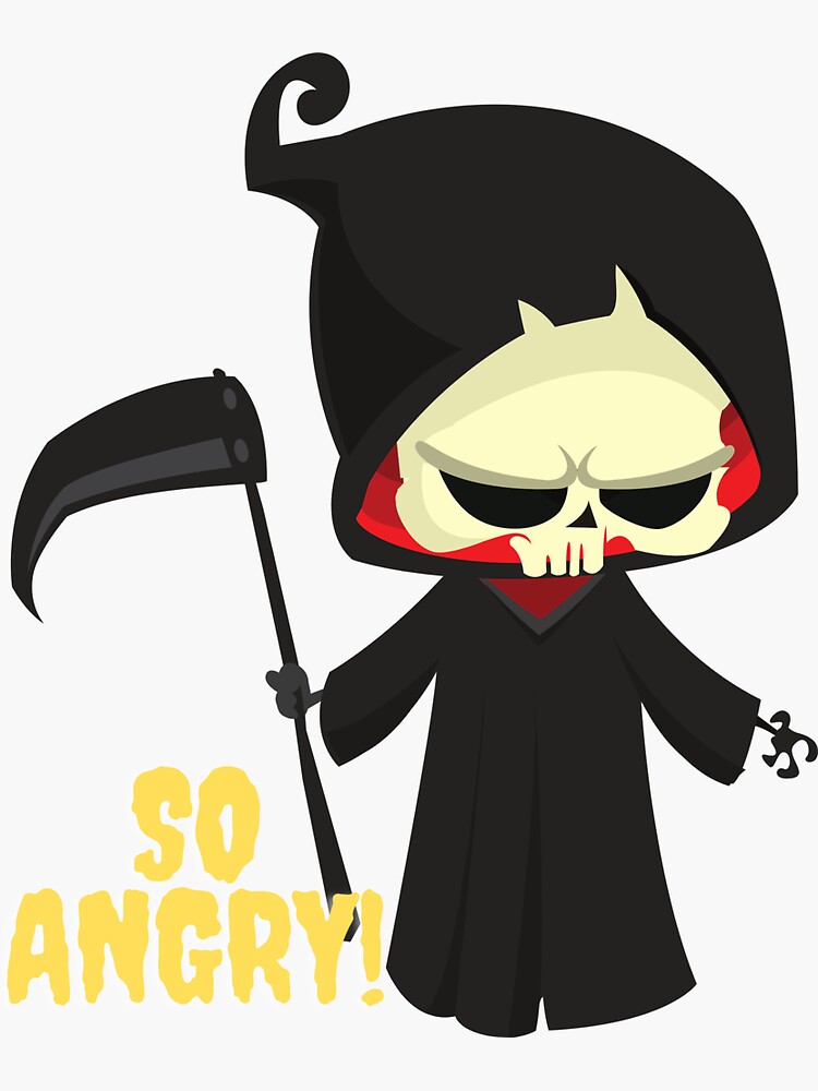 "Angry Grim Reaper skeleton" Sticker by CoolCute | Redbubble