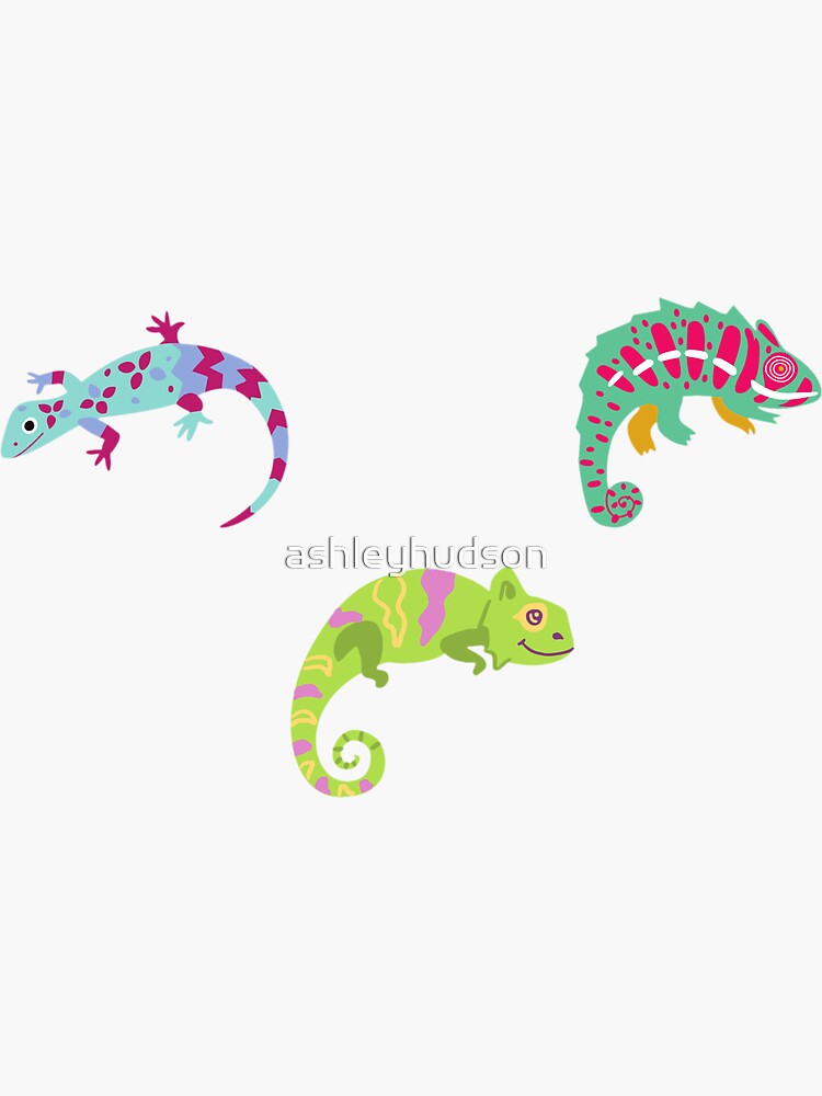 "Cartoon Lizards Pattern" Sticker by ashleyhudson | Redbubble