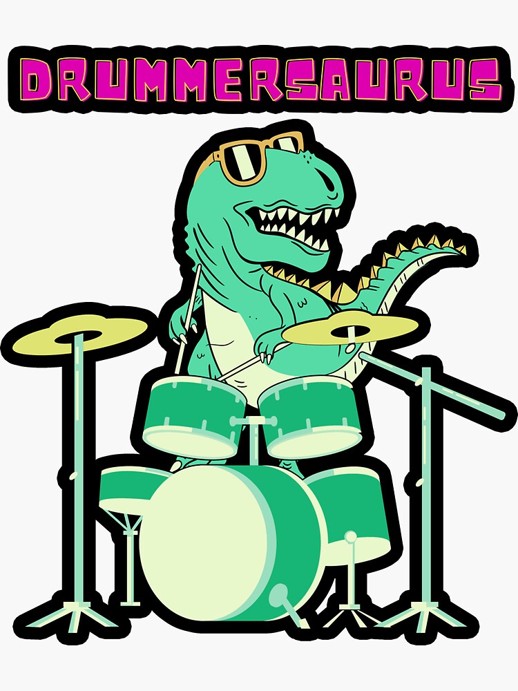 "Drummersaurus - Funny Dinosaurus Drummer T-Rex Cool Retro Vibe ...