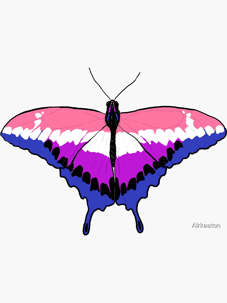 "Genderfluid Pride Butterfly" Sticker by Alrkeaton | Redbubble