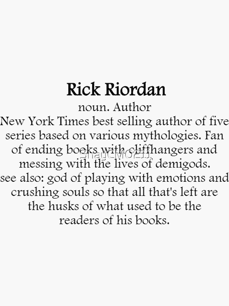 "Rick Riordan" Sticker for Sale by ShayCM0211 | Redbubble