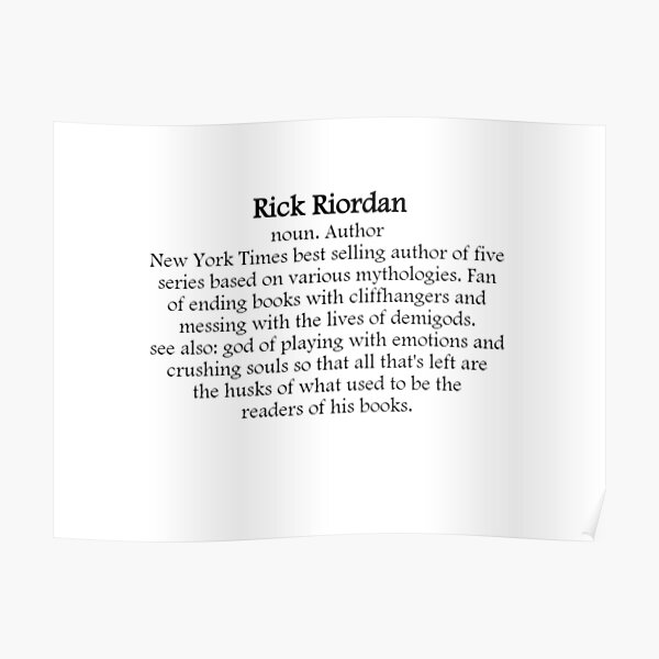 "Rick Riordan" Poster for Sale by ShayCM0211 | Redbubble