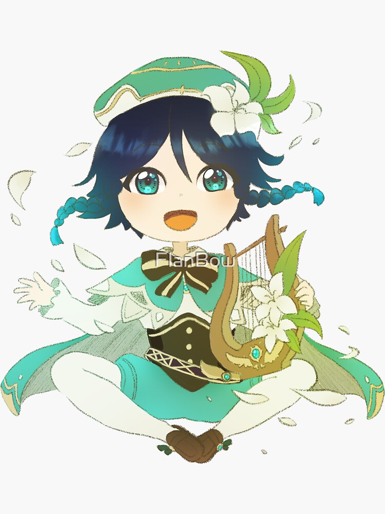 "Venti Chibi" Sticker by FlanBow | Redbubble
