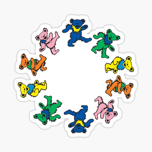 "Greatful Dead Bear Circle Sticker" Sticker by marissapru | Redbubble