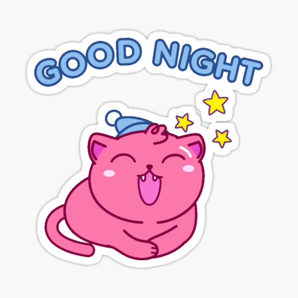 "Good night, sleepy cat" Sticker for Sale by Littlebigbubble | Redbubble