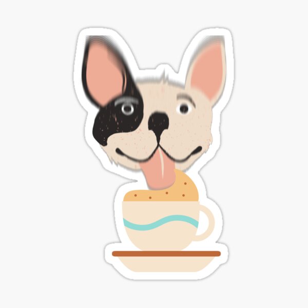"Dog Drinking Coffee" Sticker by Angelic9Design | Redbubble