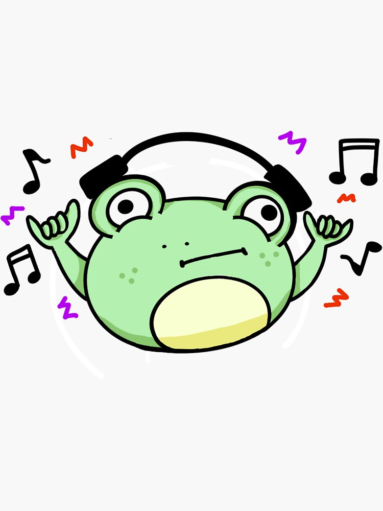 "DJ frog cartoon" Sticker for Sale by kidofboredesign | Redbubble
