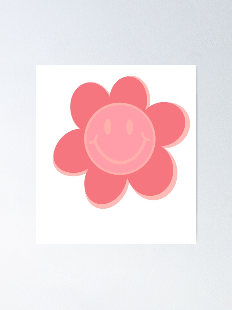 "Pink groovy smiley face flower" Poster for Sale by xxmaitexx | Redbubble