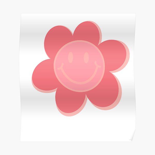 "Pink groovy smiley face flower" Poster for Sale by xxmaitexx | Redbubble