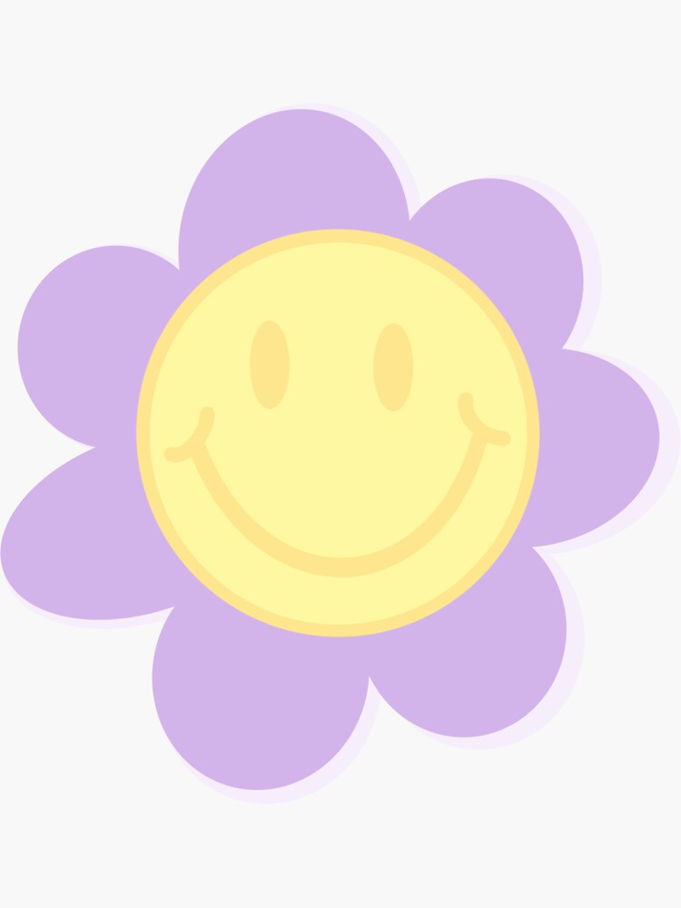 "Lavender groovy smiley face flower" Sticker by xxmaitexx | Redbubble