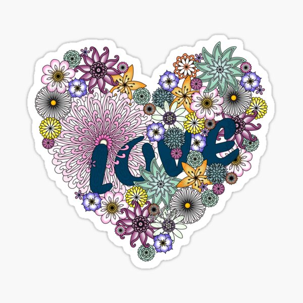 "Love Blooms Purple, Flower Digital Art." Sticker by RShernCreations ...