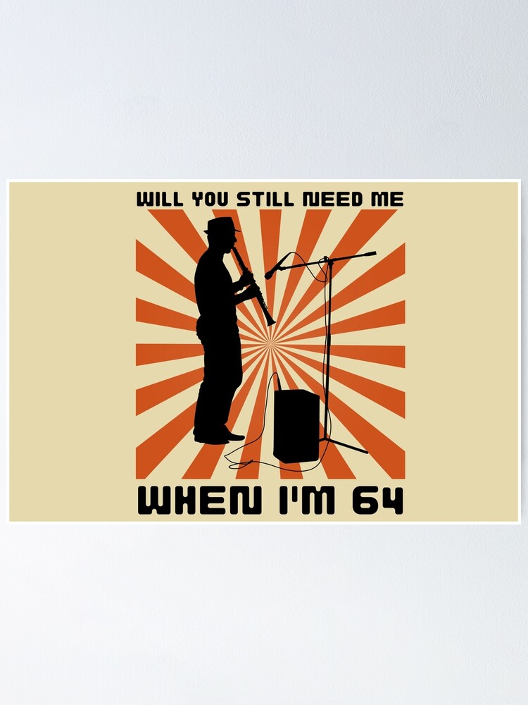 "When I'm 64 Beatles clarinet Old Man Playing Clarinet" Poster by ...