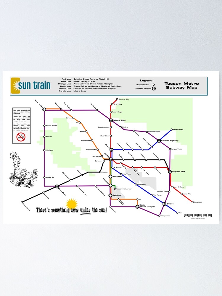 "Sun Train - Tucson Metro Subway Map" Poster for Sale by jcharlesw ...