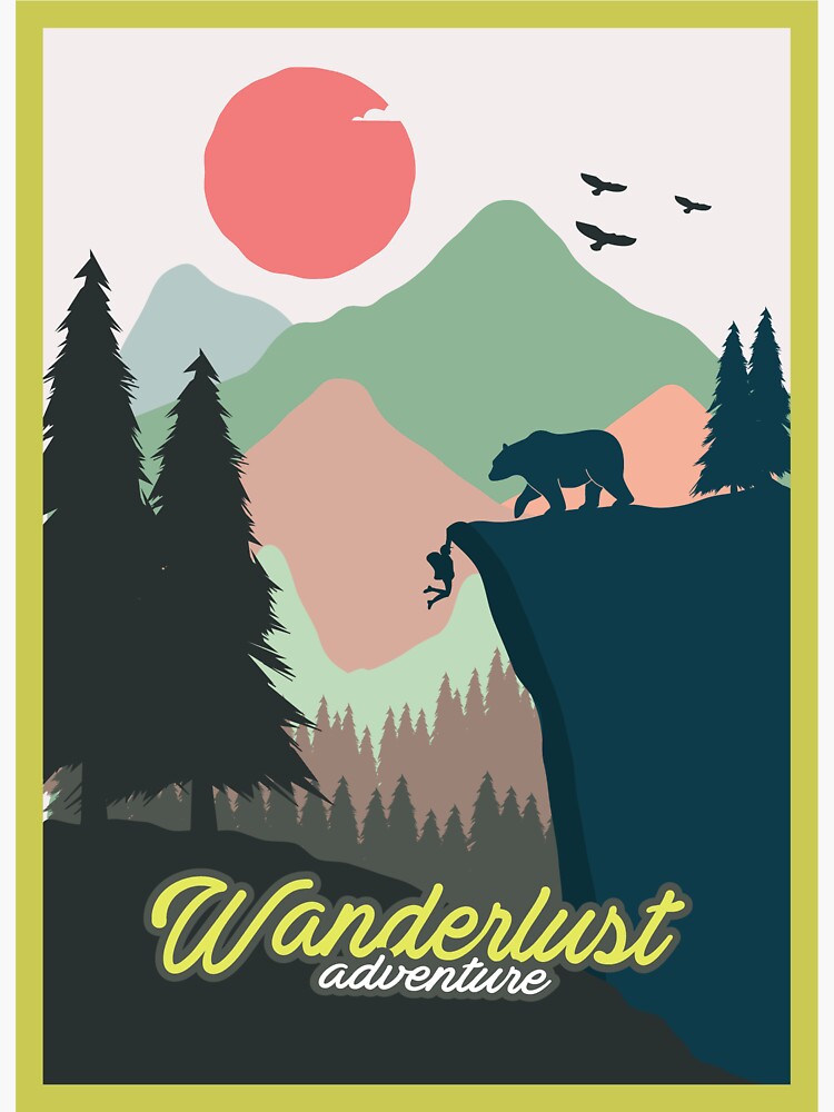 "Wanderlust Adventure Vintage Poster Illustration Design, Travel Poster ...