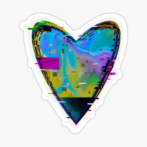 "Glitch heart" Sticker by hisabrat | Redbubble