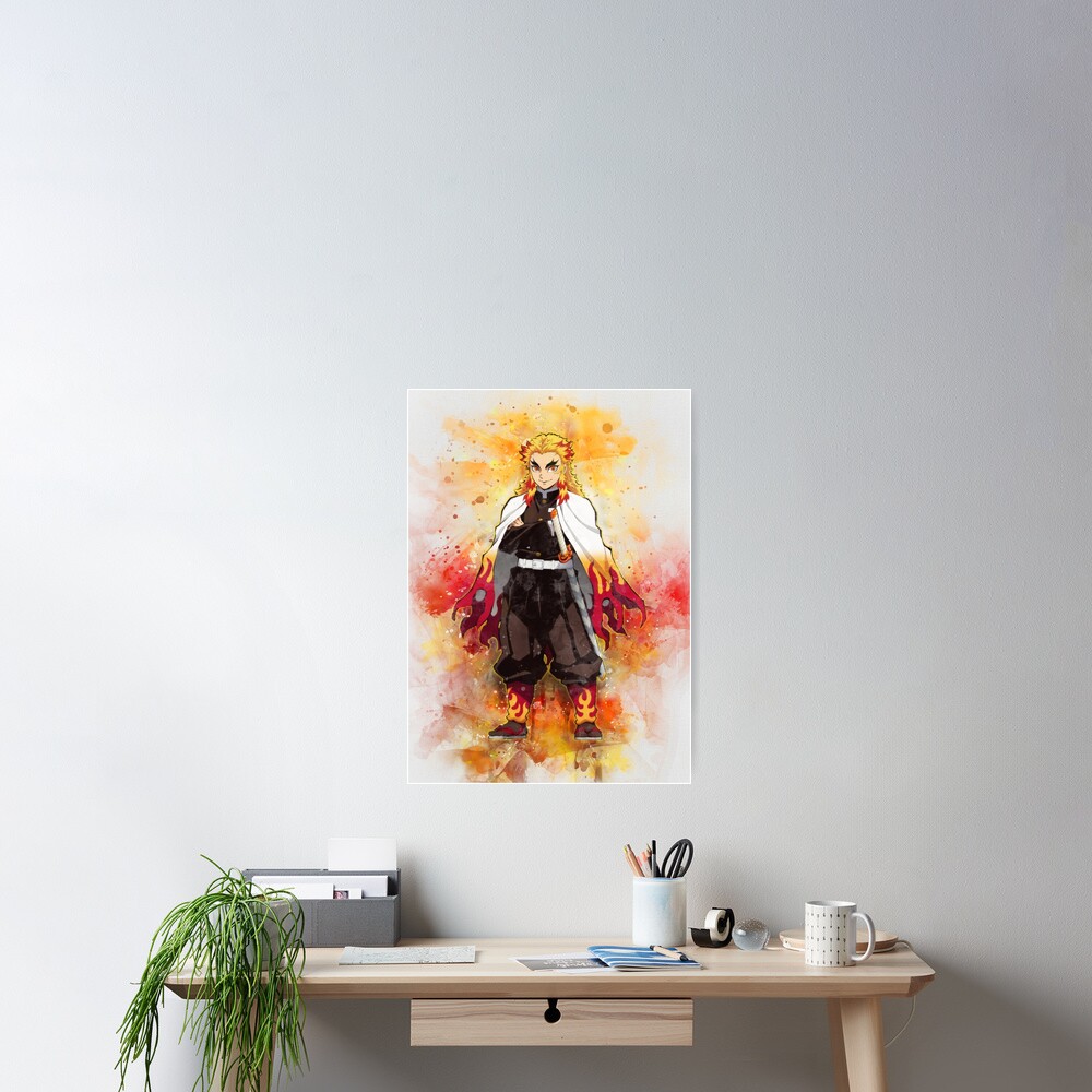 "Demon Slayer - Kyojuro Rengoku - watercolor artwork" Poster by ...