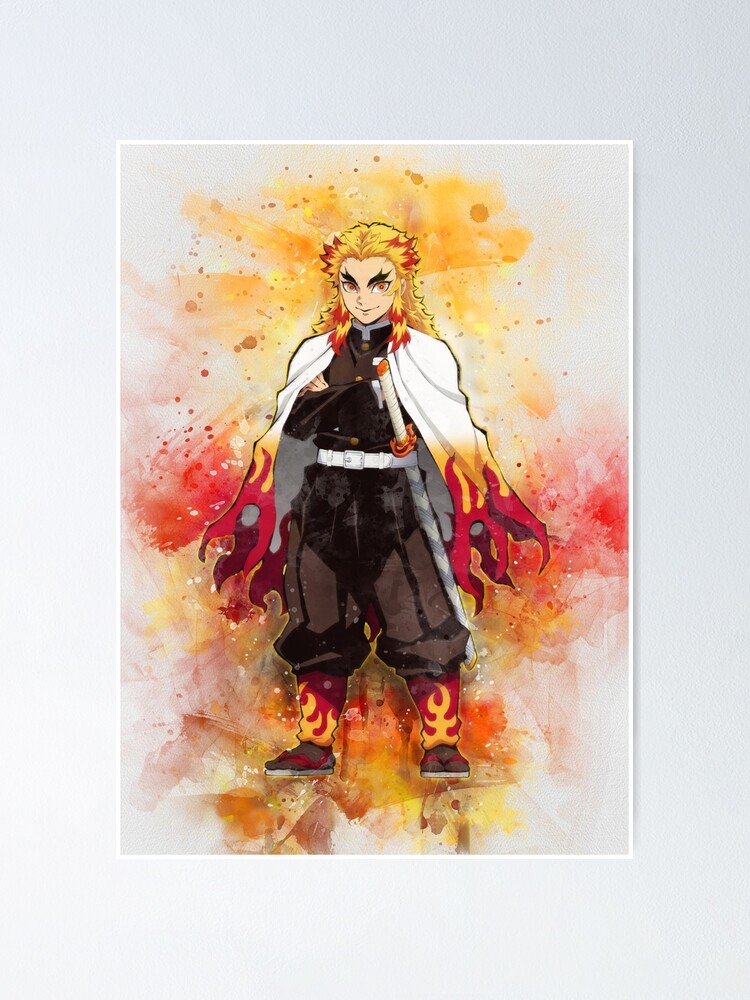 "Demon Slayer - Kyojuro Rengoku - watercolor artwork" Poster by ...