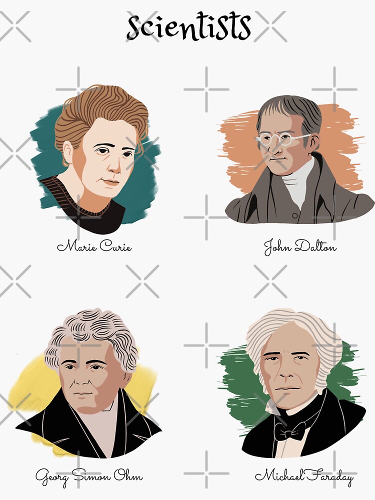 "Scientists Sticker Pack, Marie Curie, John Dalton, Georg Simon Ohm ...
