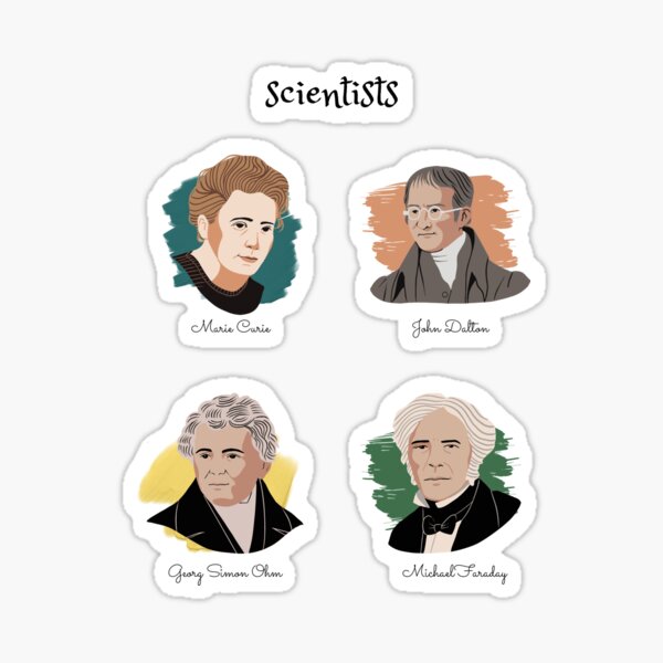 "Scientists Sticker Pack, Marie Curie, John Dalton, Georg Simon Ohm ...