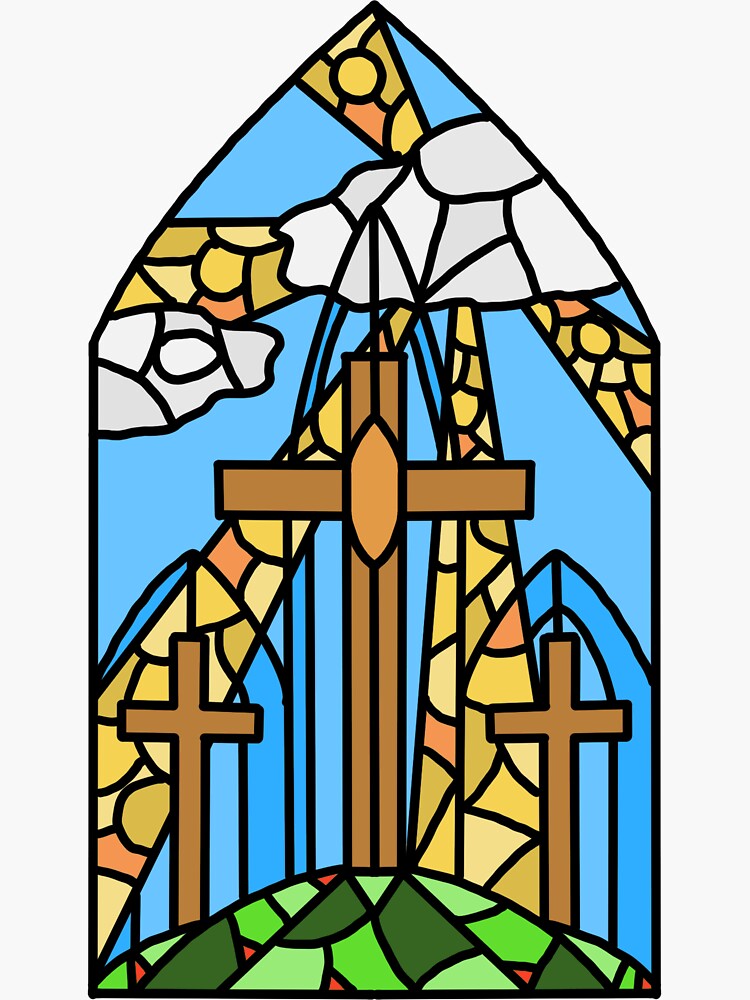 "Stained Glass Window Cross Design" Sticker by masternanii | Redbubble