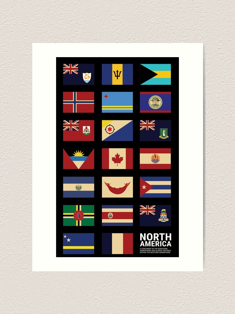 "North America Country Flags Set" Art Print for Sale by KewaleeTee ...