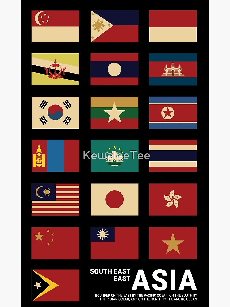 "Asia Country Flags Set" Poster for Sale by KewaleeTee | Redbubble