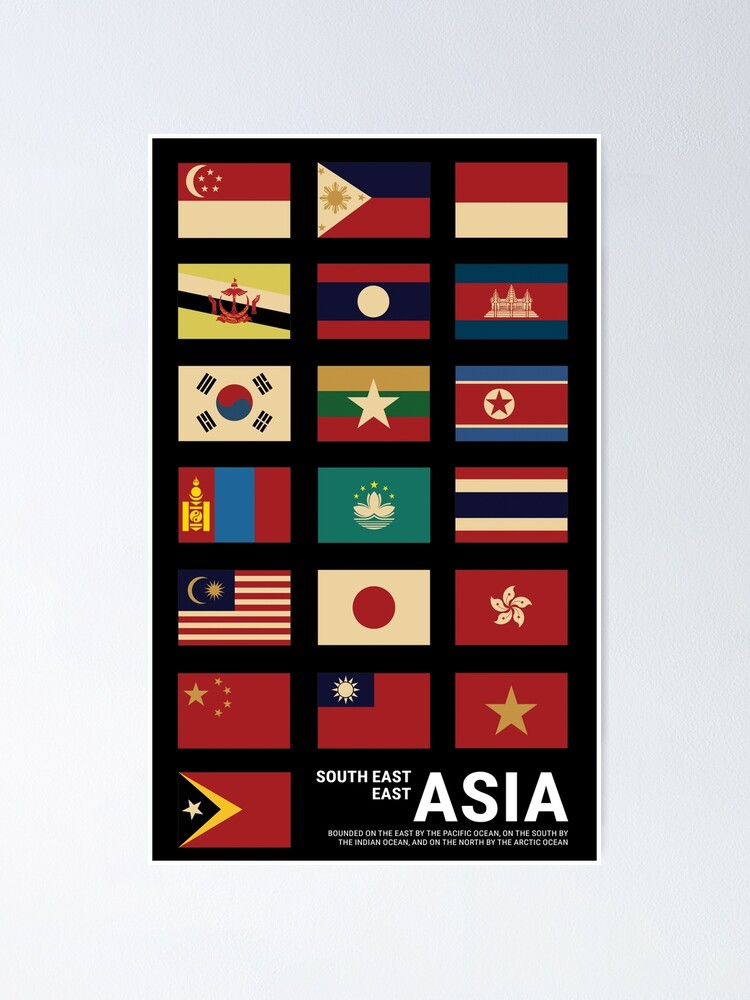 "Asia Country Flags Set" Poster for Sale by KewaleeTee | Redbubble
