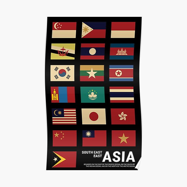 "Asia Country Flags Set" Poster for Sale by KewaleeTee | Redbubble