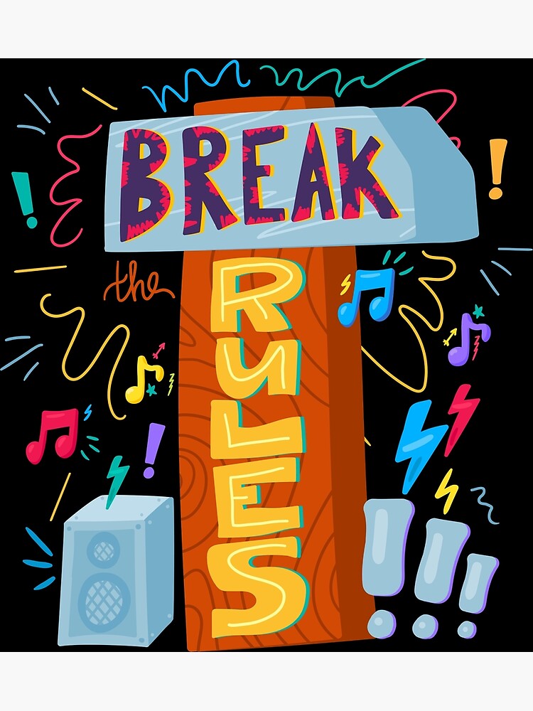 "Break the Rules Motivational and Inspirational Typography" Poster for ...