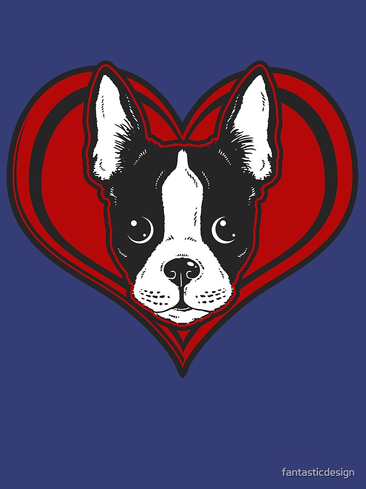 "Boston Terrier Heart Design" T-shirt by fantasticdesign | Redbubble ...