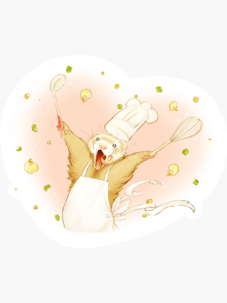 "Happy Ferret Chef!!" Sticker by ICHIGODAWASHI | Redbubble