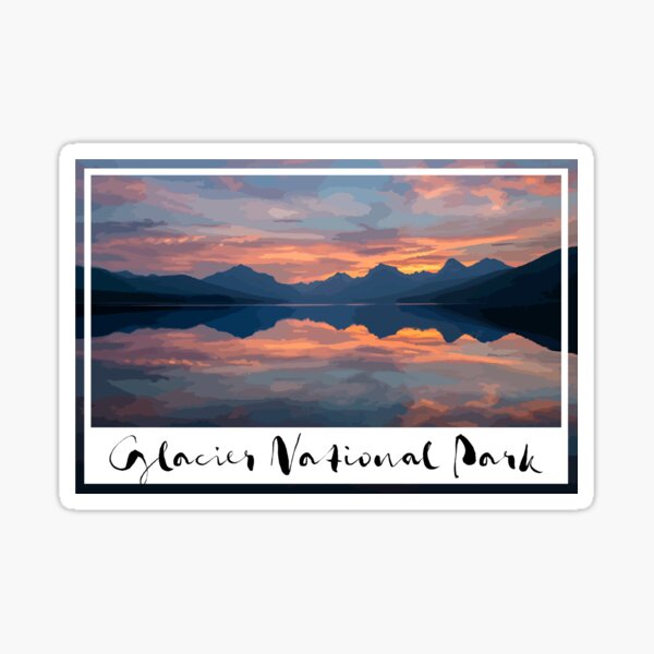 "Glacier National Park Painted Polaroid / Montana, USA" Sticker by ...