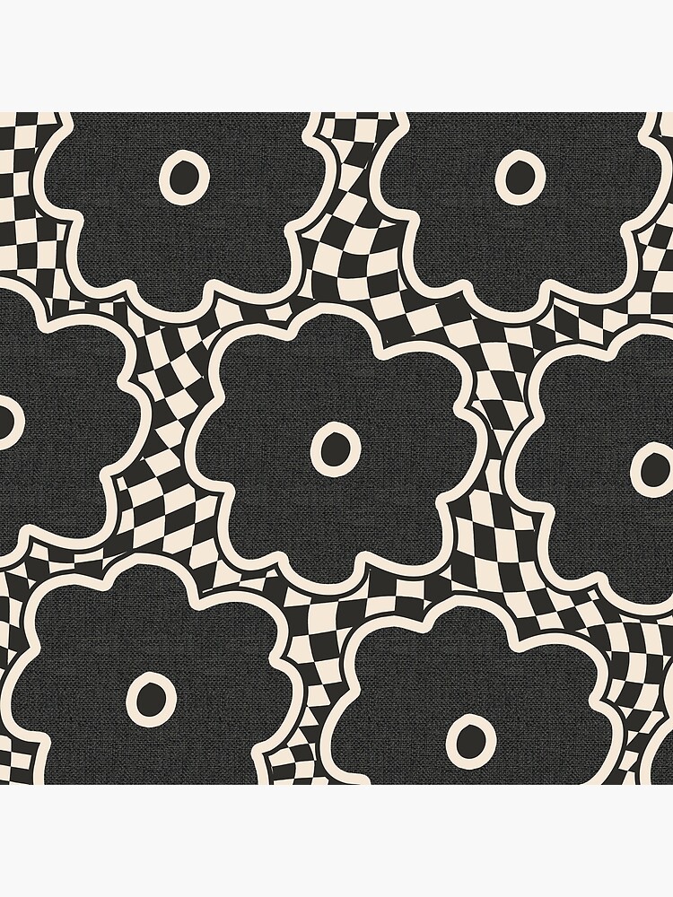 "Neutral 70s Groovy Flowers on Swirled Checker" Poster for Sale by ...