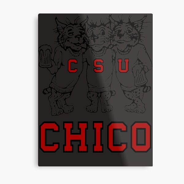 Lámina metálica «Logotipo de Chico State Vintage Drinking Wildcats de la década de 1970 y 1980 ...