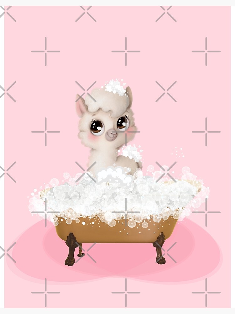 "Baby Llama in a Bathtub, Girls Bathroom Print, Baby Animals in Tub ...