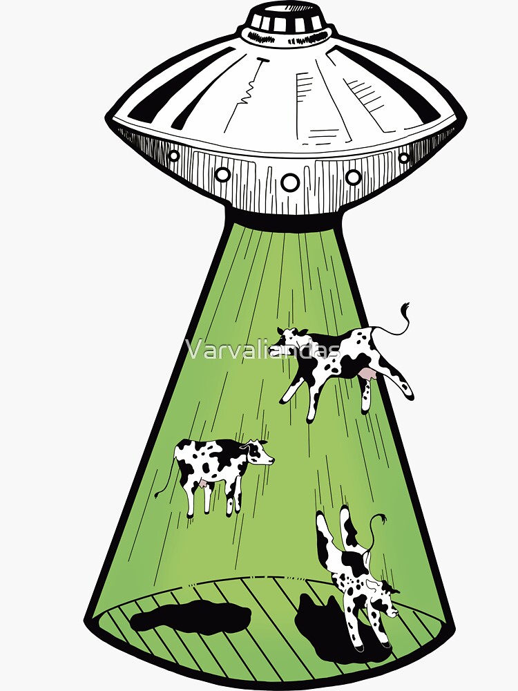 "Cow abducted by alien" Sticker for Sale by Varvaliandas | Redbubble