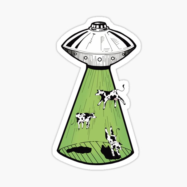 "Cow abducted by alien" Sticker for Sale by Varvaliandas | Redbubble