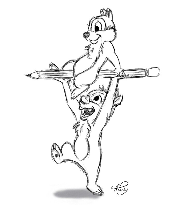 Chip And Dale Sketch By Apparky Redbubble