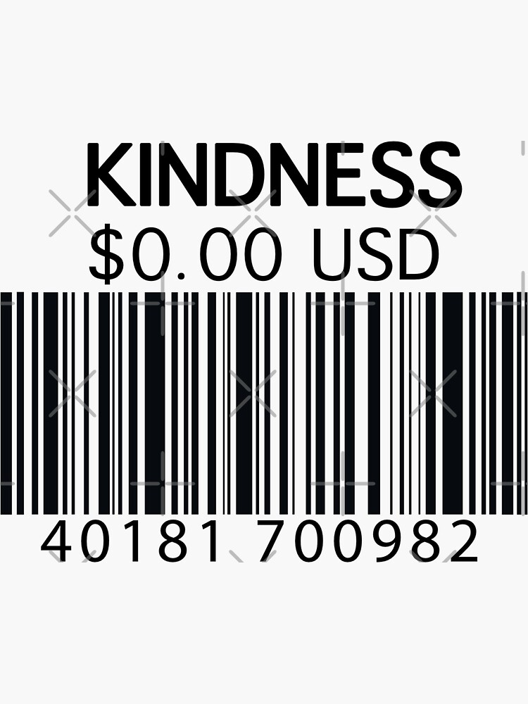 "Kindness - Barcode " Sticker by heypongs | Redbubble