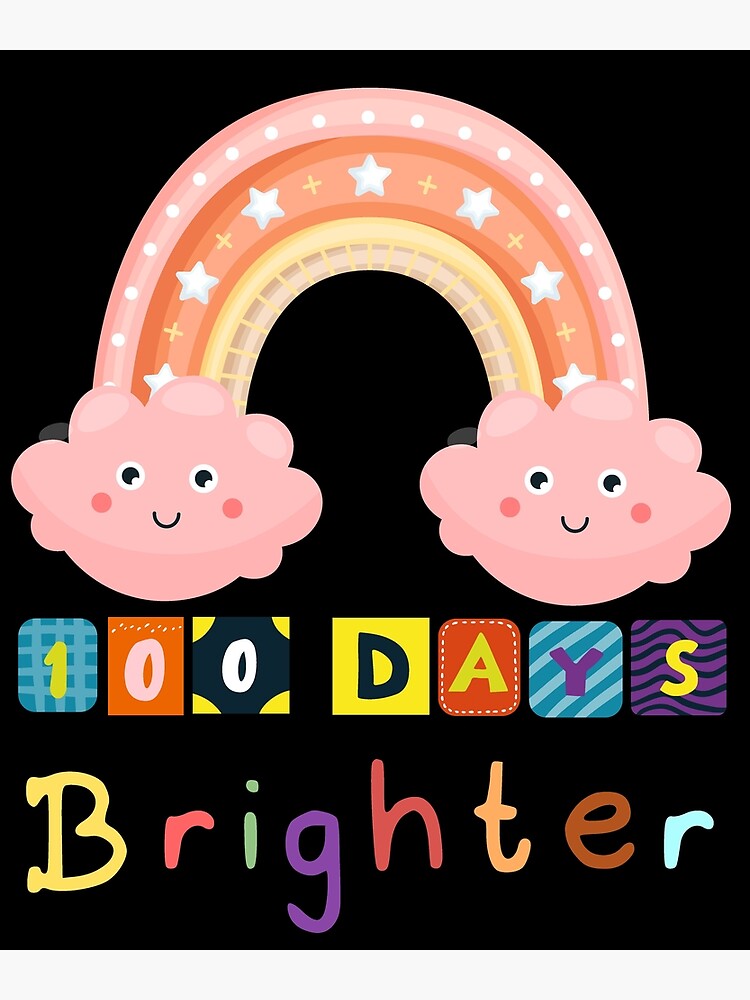 "Teacher 100 Days Brighter Rainbow, 100 Days of School, Smiley cloud ...