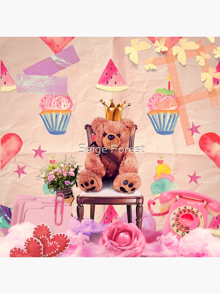 "Pink teddy bear" Sticker for Sale by chlyyrinen | Redbubble