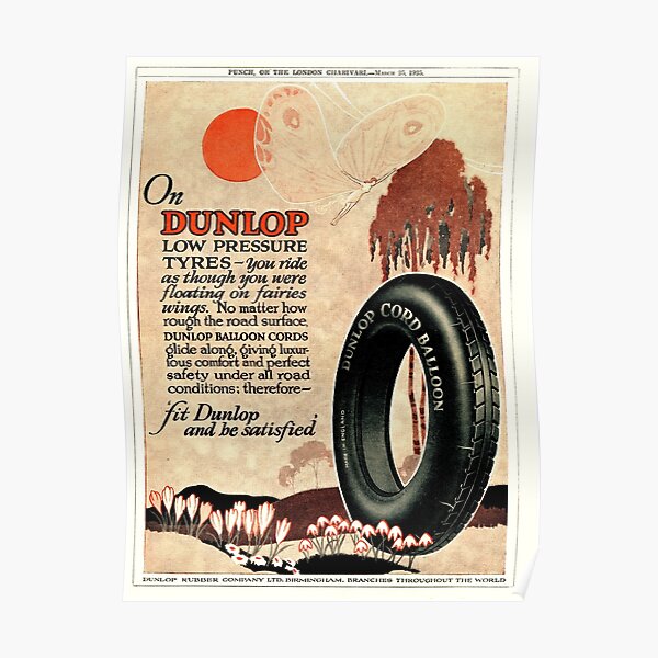 "Vintage Dunlop tyre advert 1925" Poster for Sale by Scenebyrail ...