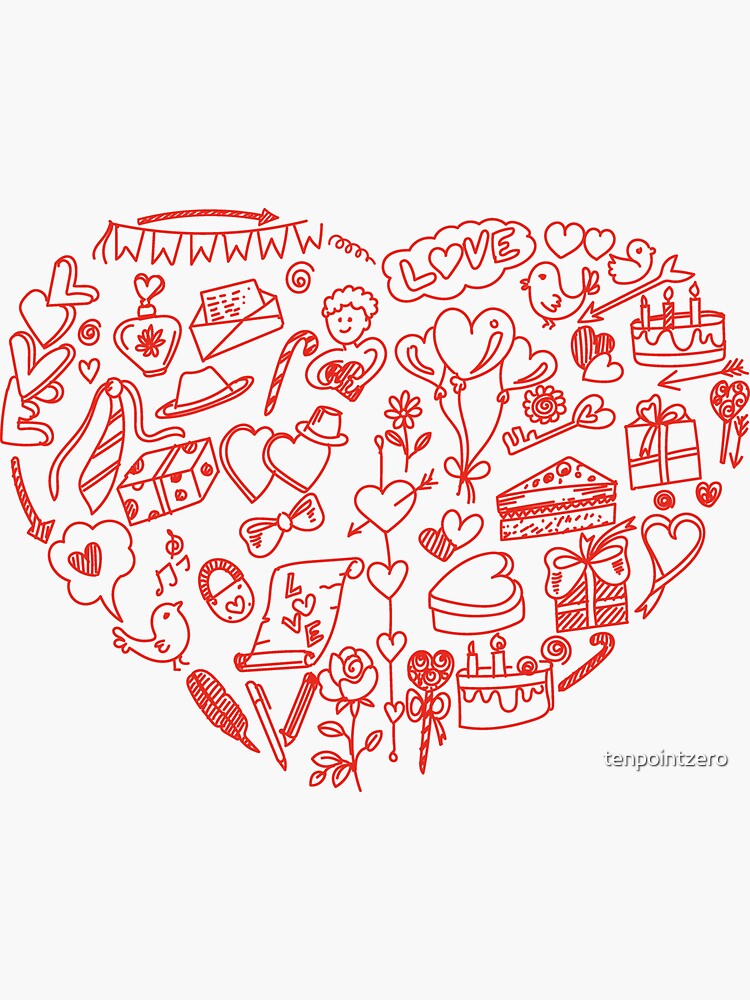 "Heart Of Love" Sticker by tenpointzero | Redbubble