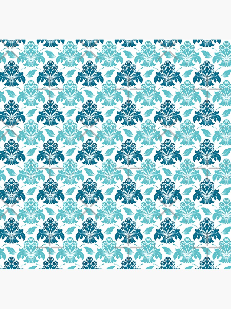 "Preppy Room Decor - Preppy Blue and Teal damask" Sticker for Sale by ...