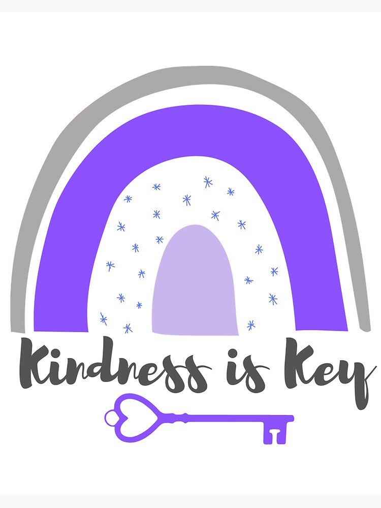"Rainbow Purple Grey Kindness is Key Be Kind Rainbow Key Heart" Sticker ...