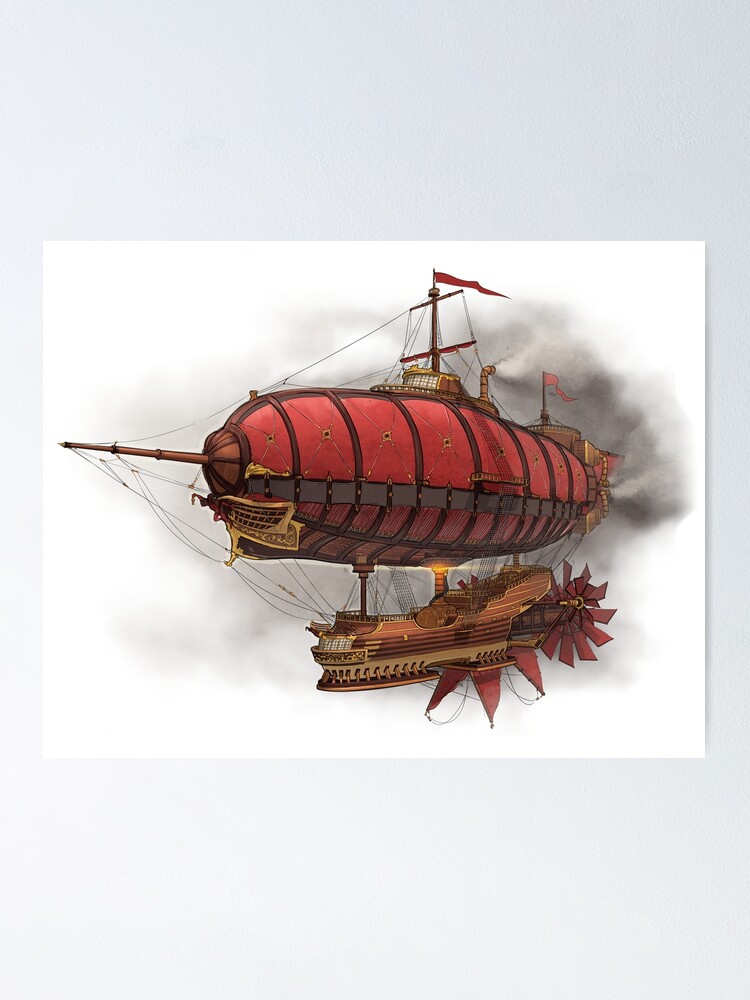 "Steampunk Airship" Poster for Sale by DOBC | Redbubble