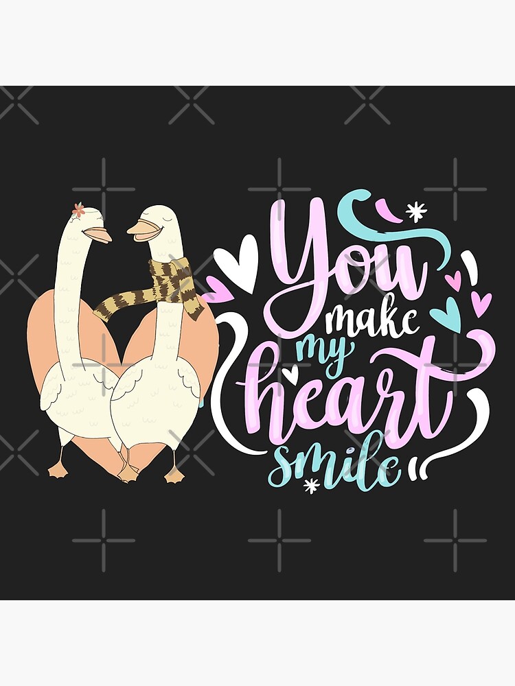 "Cute Duck Lovers Cuddling - You Make My Heart Smile Love Hearts ...
